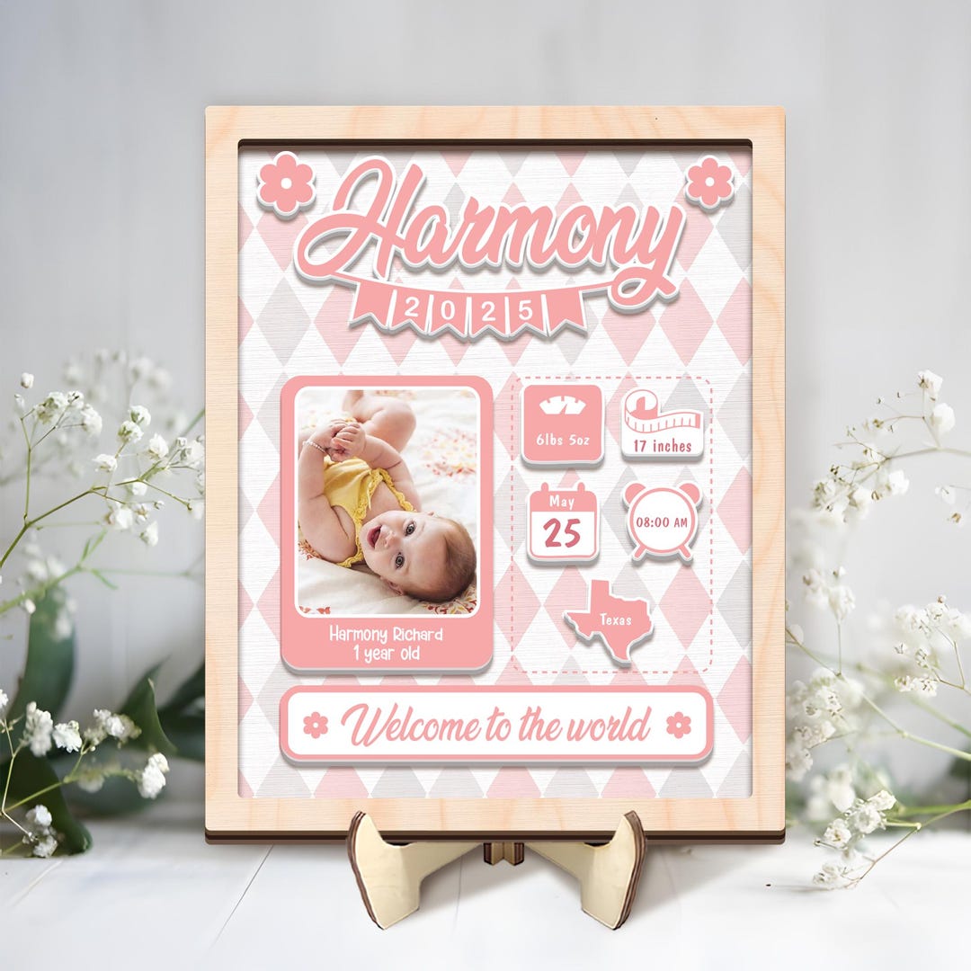 Baby Photo Boards Gifts, Baby Birth Announcement, Newborn Gift ...