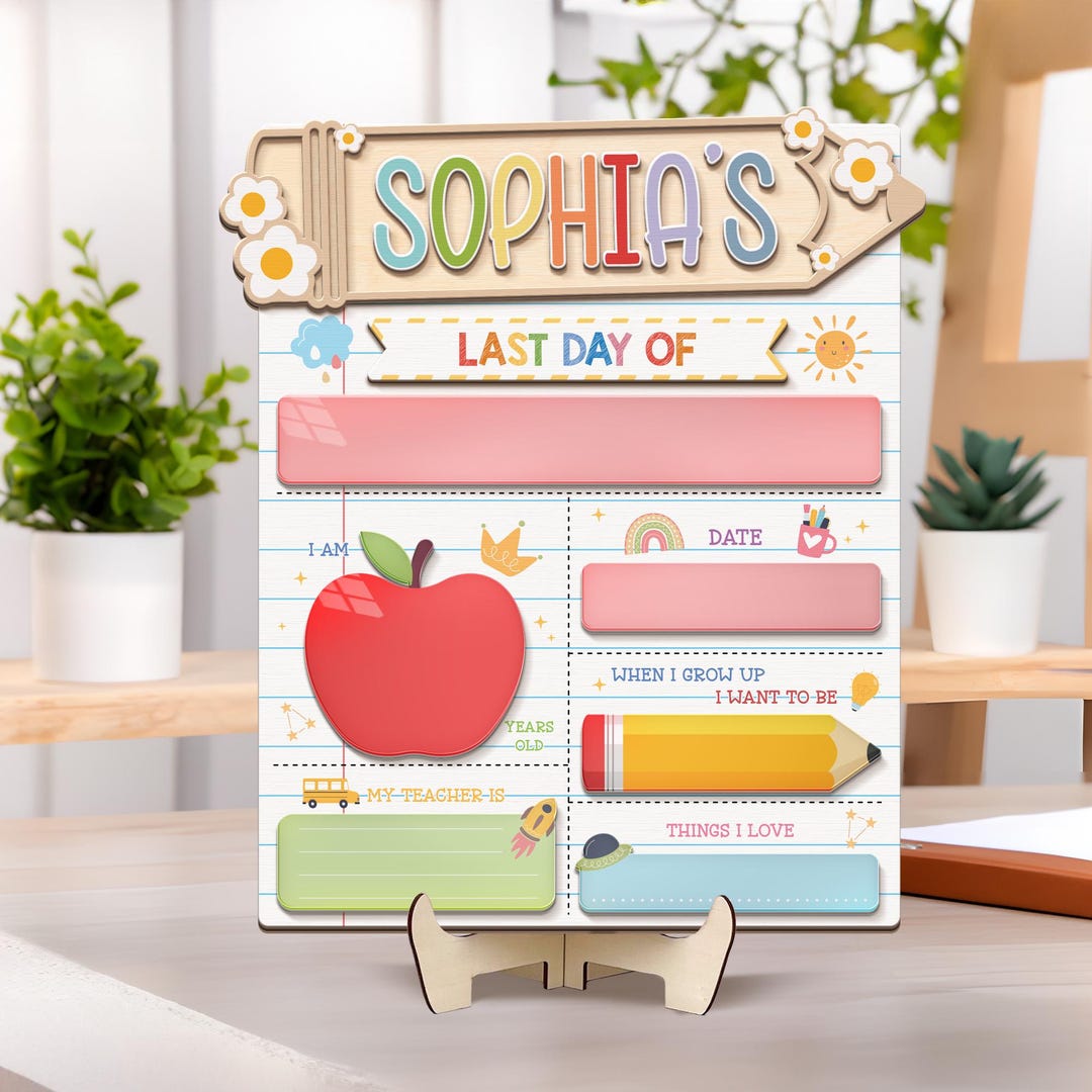 Custom First Day of School Sign, Back to School Sign, Kindergarten 1st ...