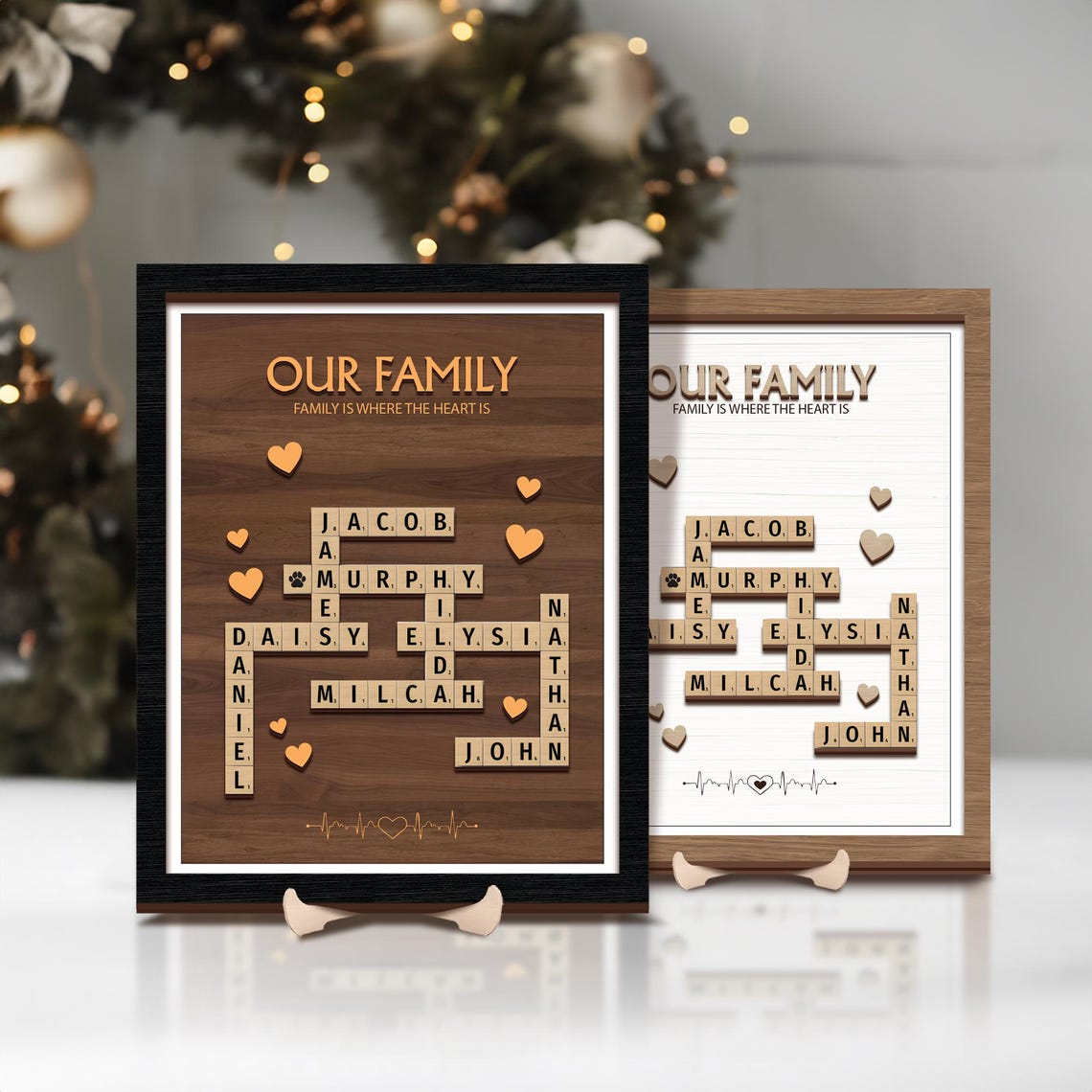 Personalized Scrabble Puzzle Sign, Grandkids Crossword Scrabble Wooden ...