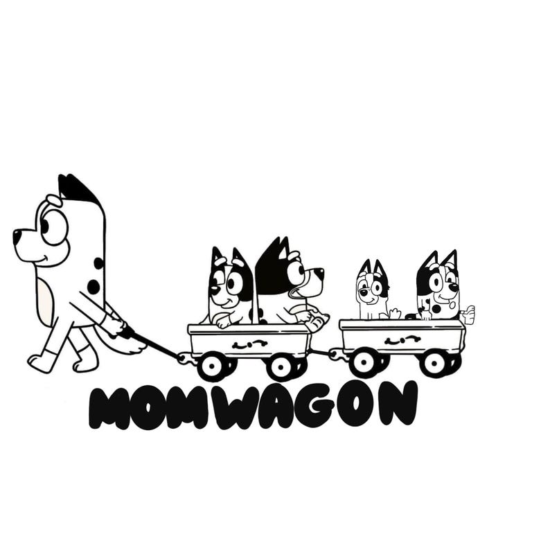 Bluey Inspired Car Sticker, Bumper Sticker, Mom Wagon Family, Truck ...