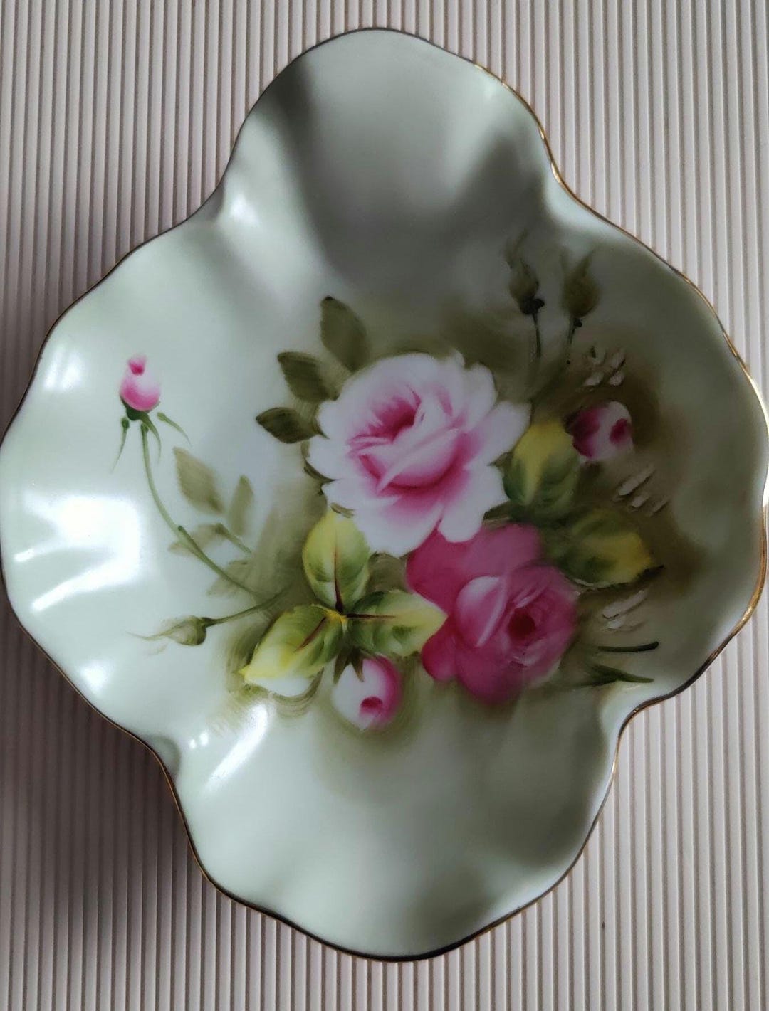 Vintage Lefton China #1860 Heritage Rose Trinket Dish/candy Dish 6.75 ...