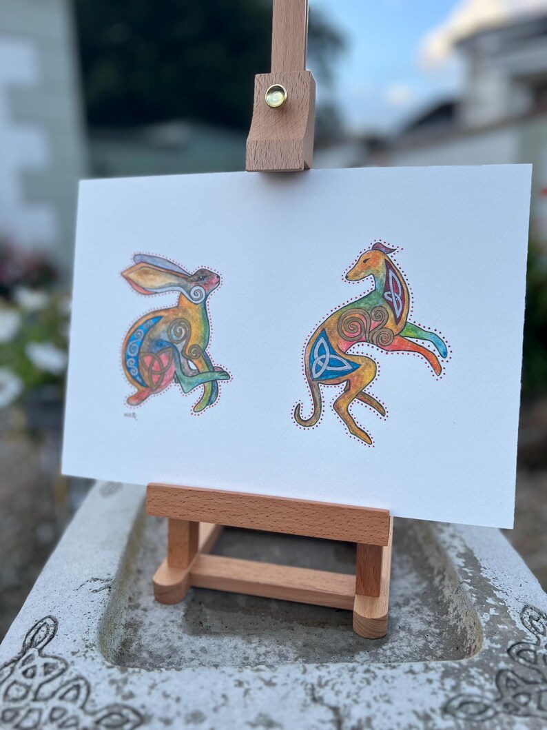 Celtic Hare & Dog Watercolour Print Original Art Print A4 - Etsy