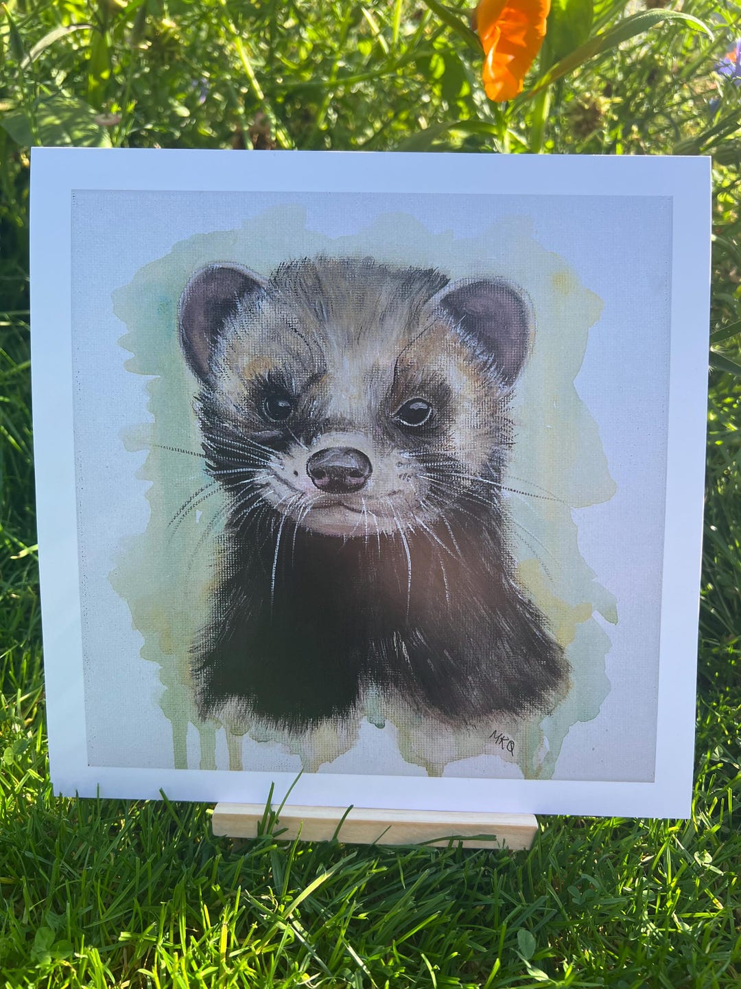 Ferret Painting Print Fine Art Ferret Portrait Acrylic and Watercolour ...