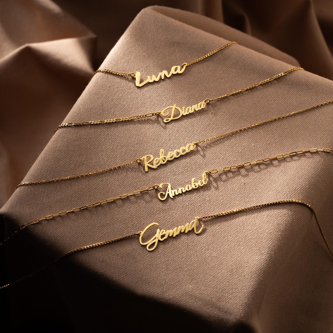 14k Gold Name Necklace With Any Chain, Personalized Name Necklace ...