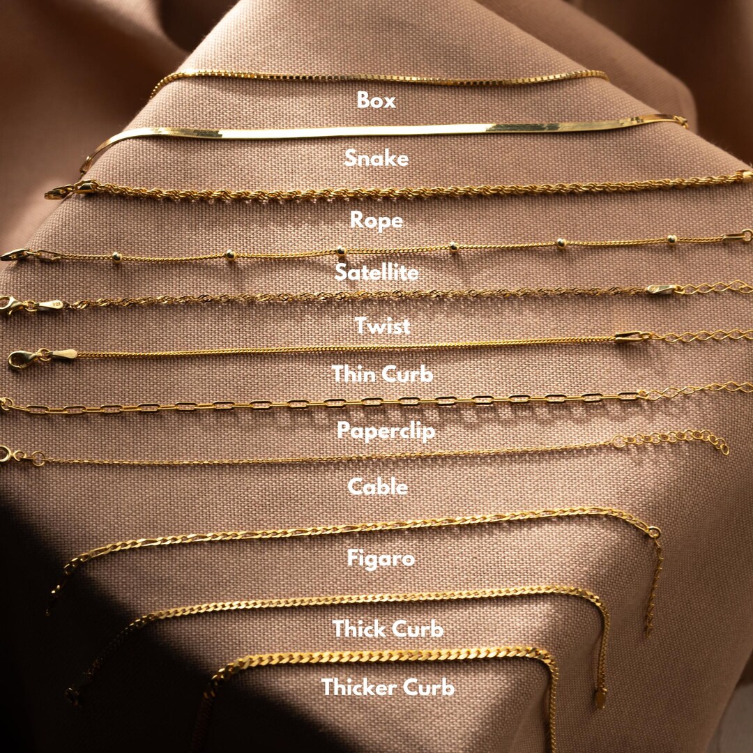 18k Gold Unisex Chain Bracelet, Thin Chain Bracelet, 4-9 Inch Chain ...