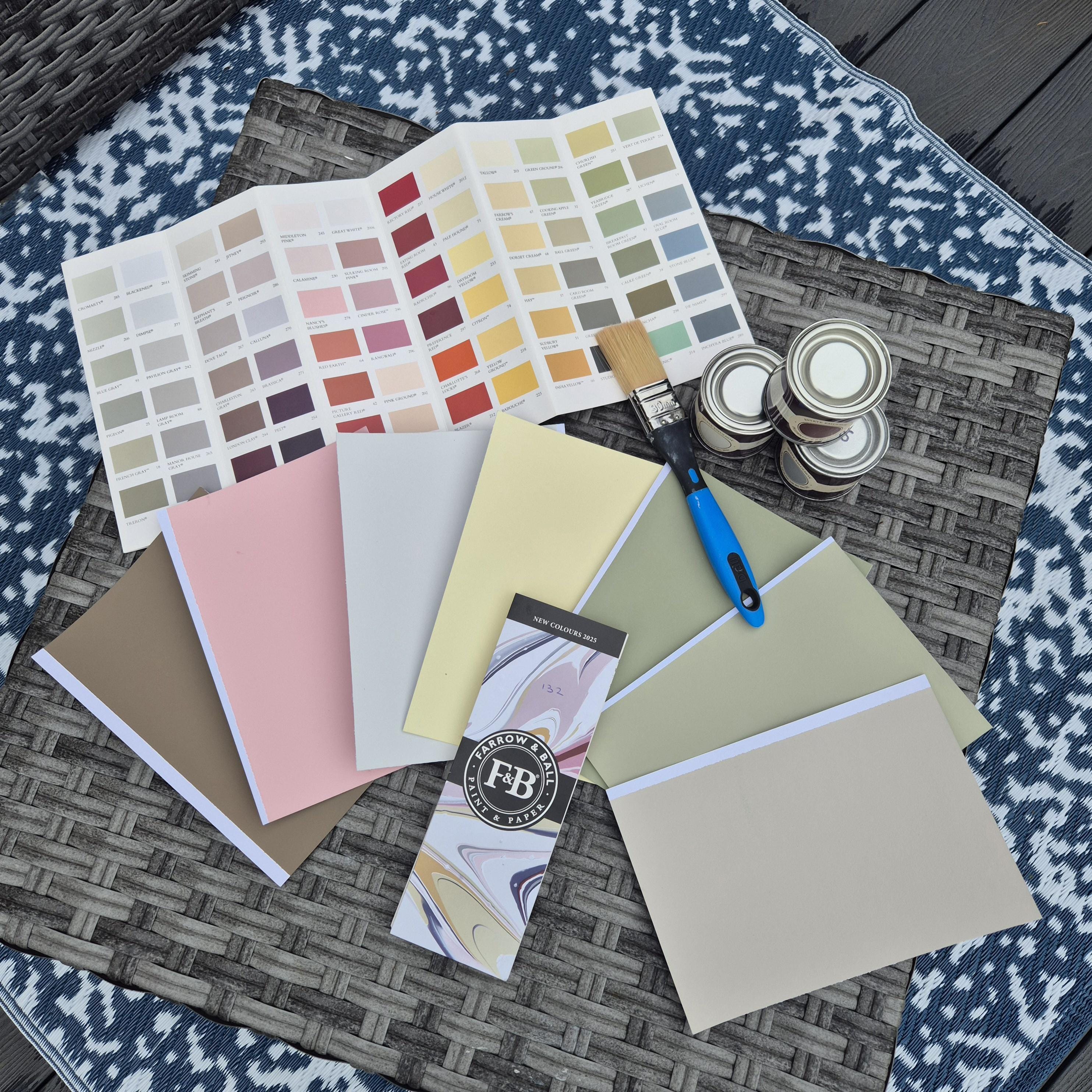 Farrow & Ball - Hand Painted Sample Colour Cards , Size A5 ( 15cm X ...
