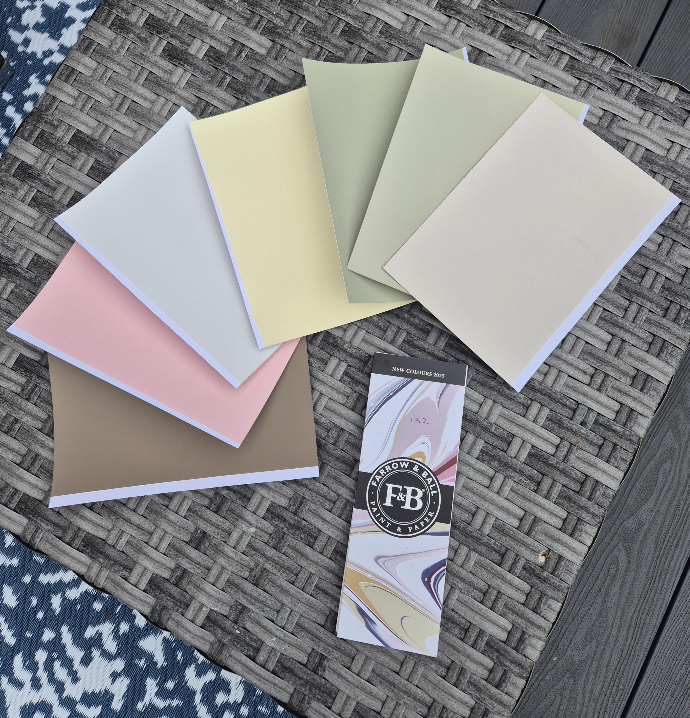 Farrow & Ball - Hand Painted Sample Colour Cards , Size A5 ( 15cm X ...