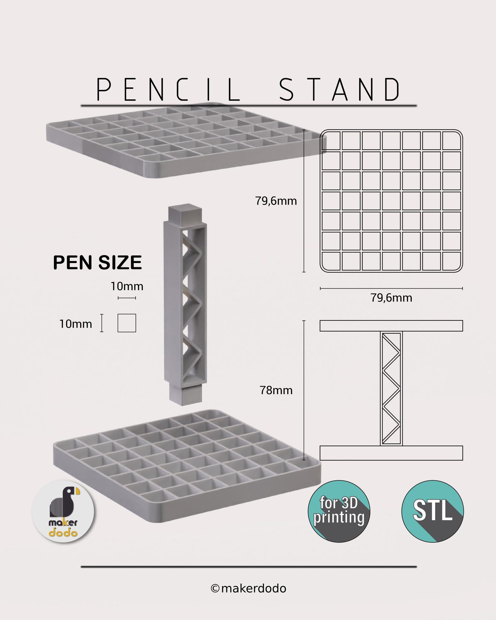 Modern Pen Organizer STL File Printable - Creative Pencil Holder Stand ...