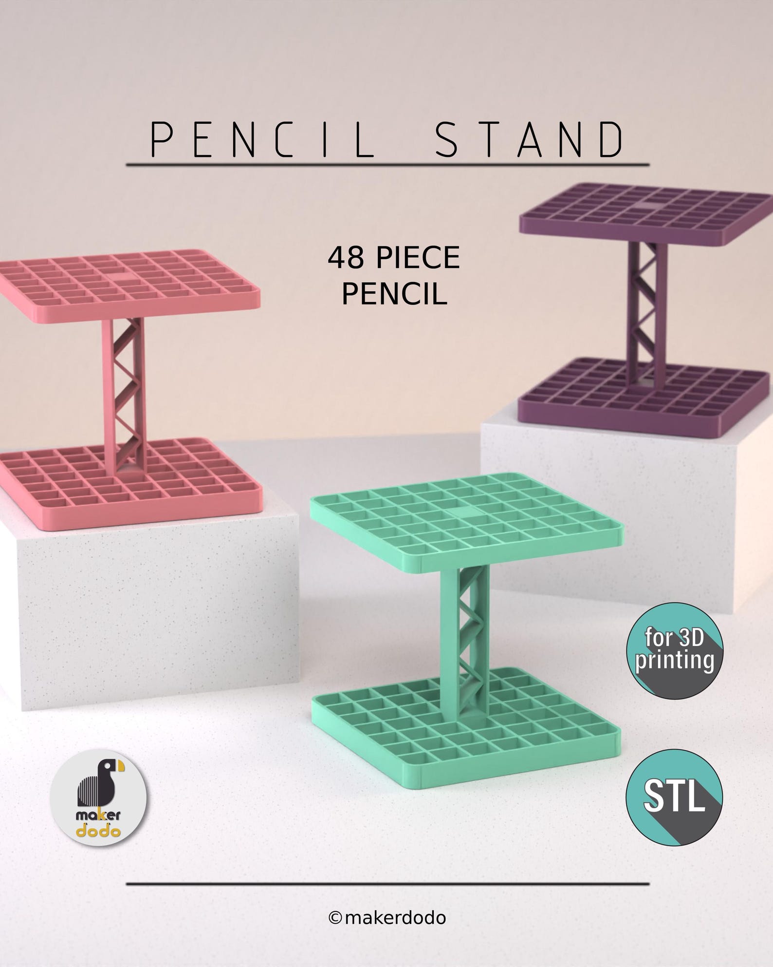 Modern Pen Organizer STL File Printable Creative Pencil Holder Stand ...