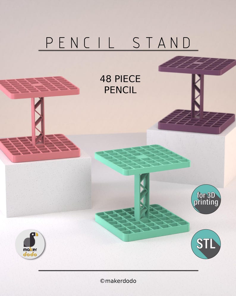 Modern Pen Organizer STL File Printable - Creative Pencil Holder Stand ...