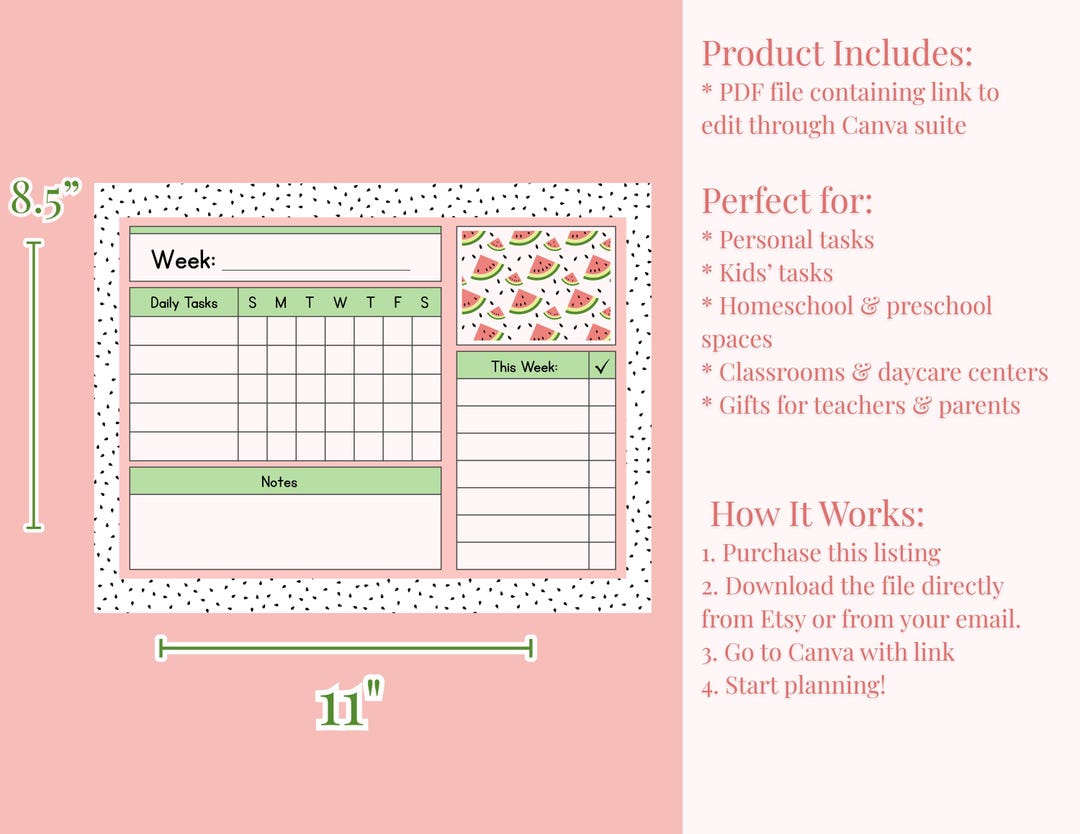 Editable Simple Task Planner – Daily, Weekly Chore Chart, Habit Tracker ...