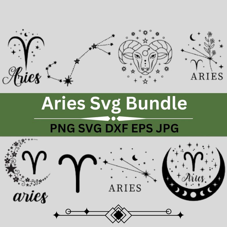 Aries Star Sign Cut File, Astrological Symbol SVG, Zodiac Silhouette ...
