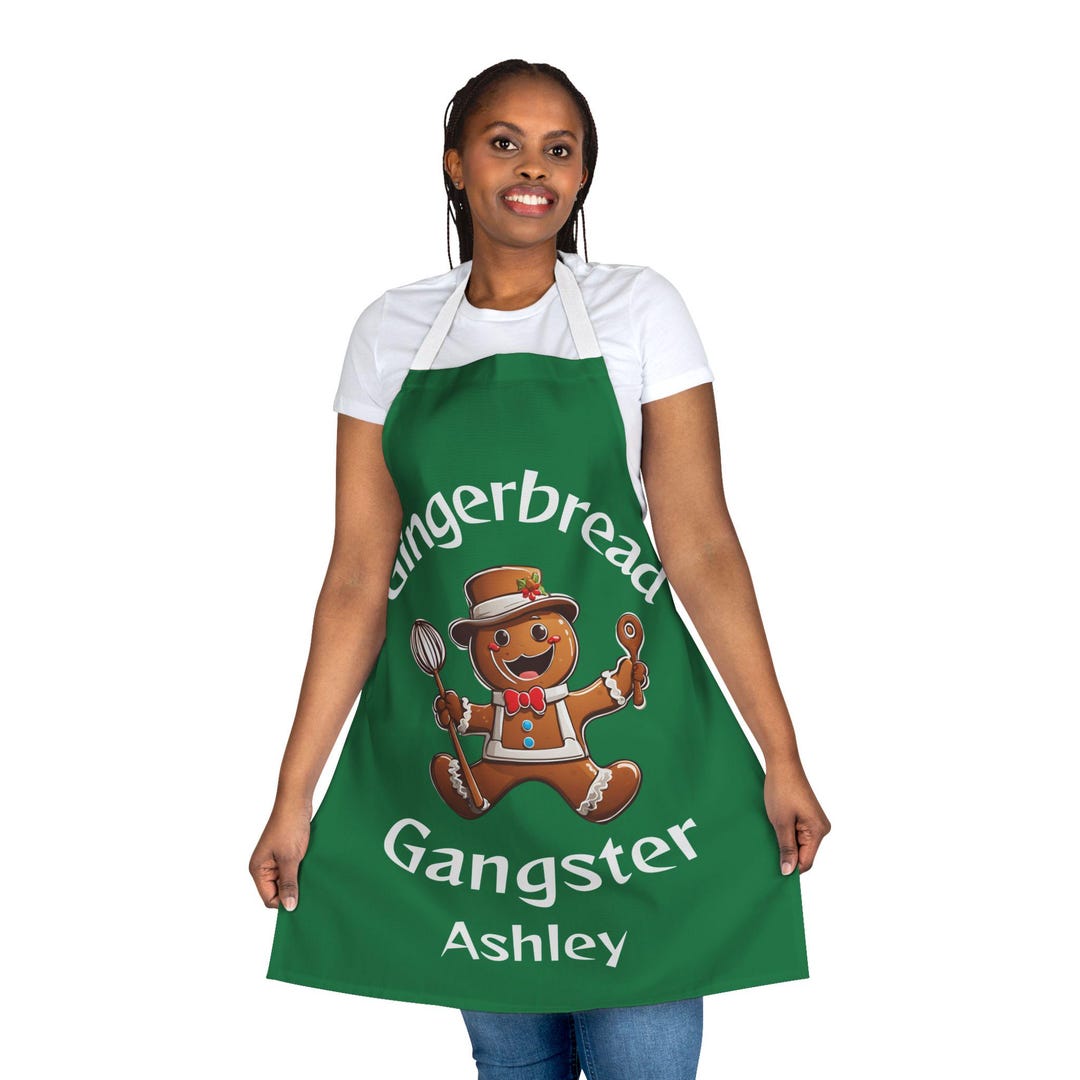 Personalized Gingerbread Gangster Apron, Custom Baking Apron, Funny ...