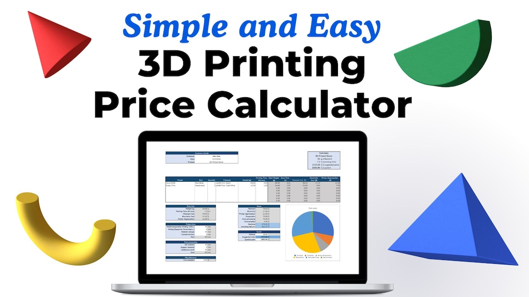 Complete 3D Printing Price Calculator | Google Sheets Template | All ...