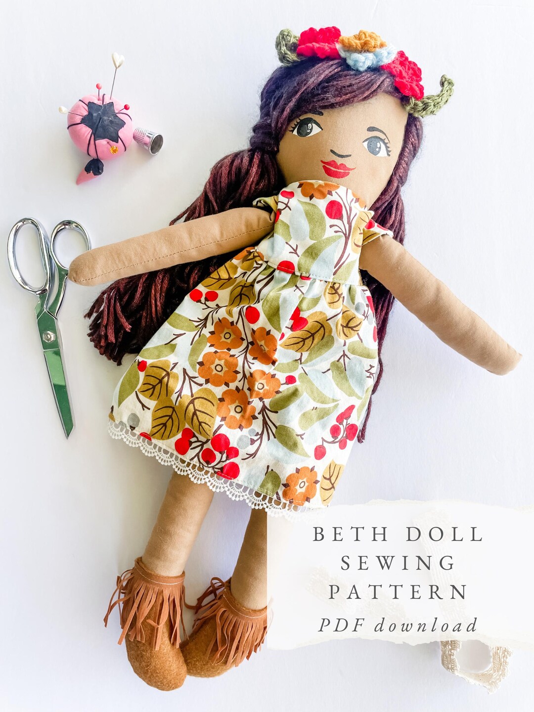 Beth Doll Sewing Pattern, Yarn Hair DIY (digital Download), Analog ...