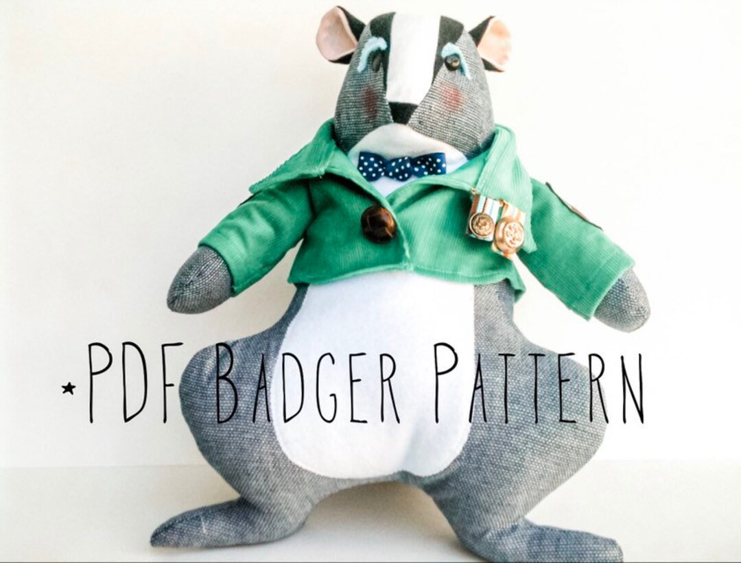 SEWING PATTERN Stuffed Animal Badger With Jacket PDF Badger - Etsy