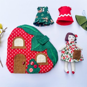 Fabric Doll House Pattern, SEWING PATTERN for Mini Rag Doll and ...