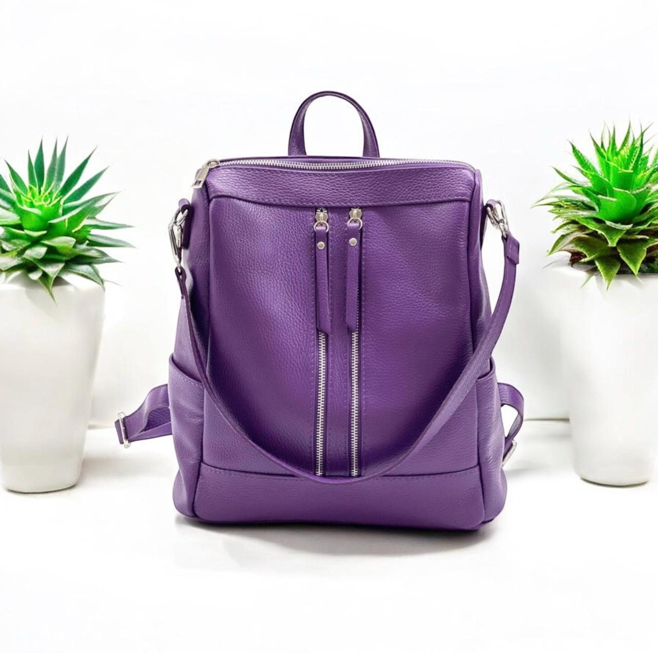 Convertible 2 in 1 Backpack for Women,stylish Fuchsia Genuine Leather ...