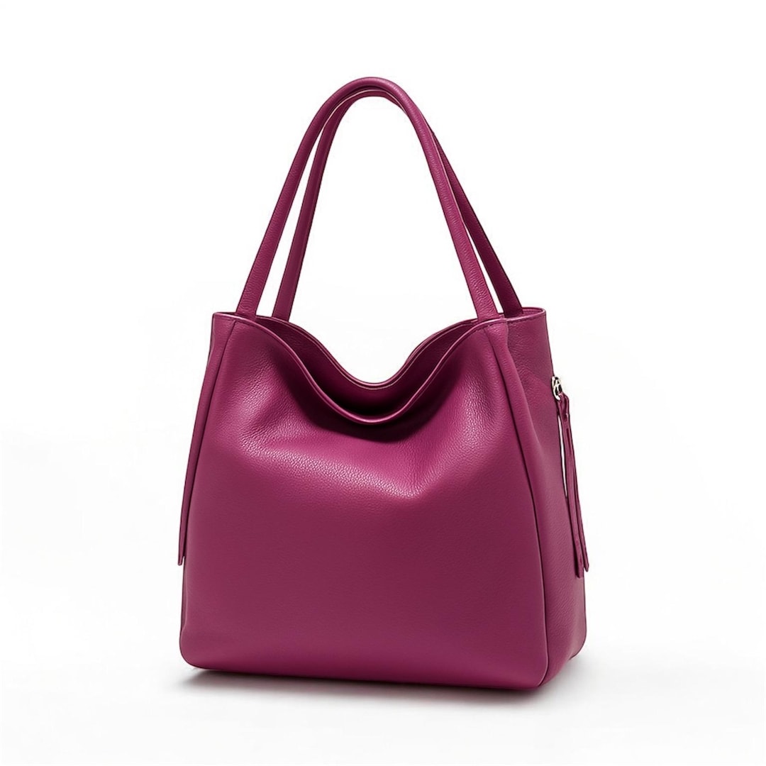 Soft Pink Tote for Women,pink Leather Bag,genuine Leather Tote,fuchsia ...