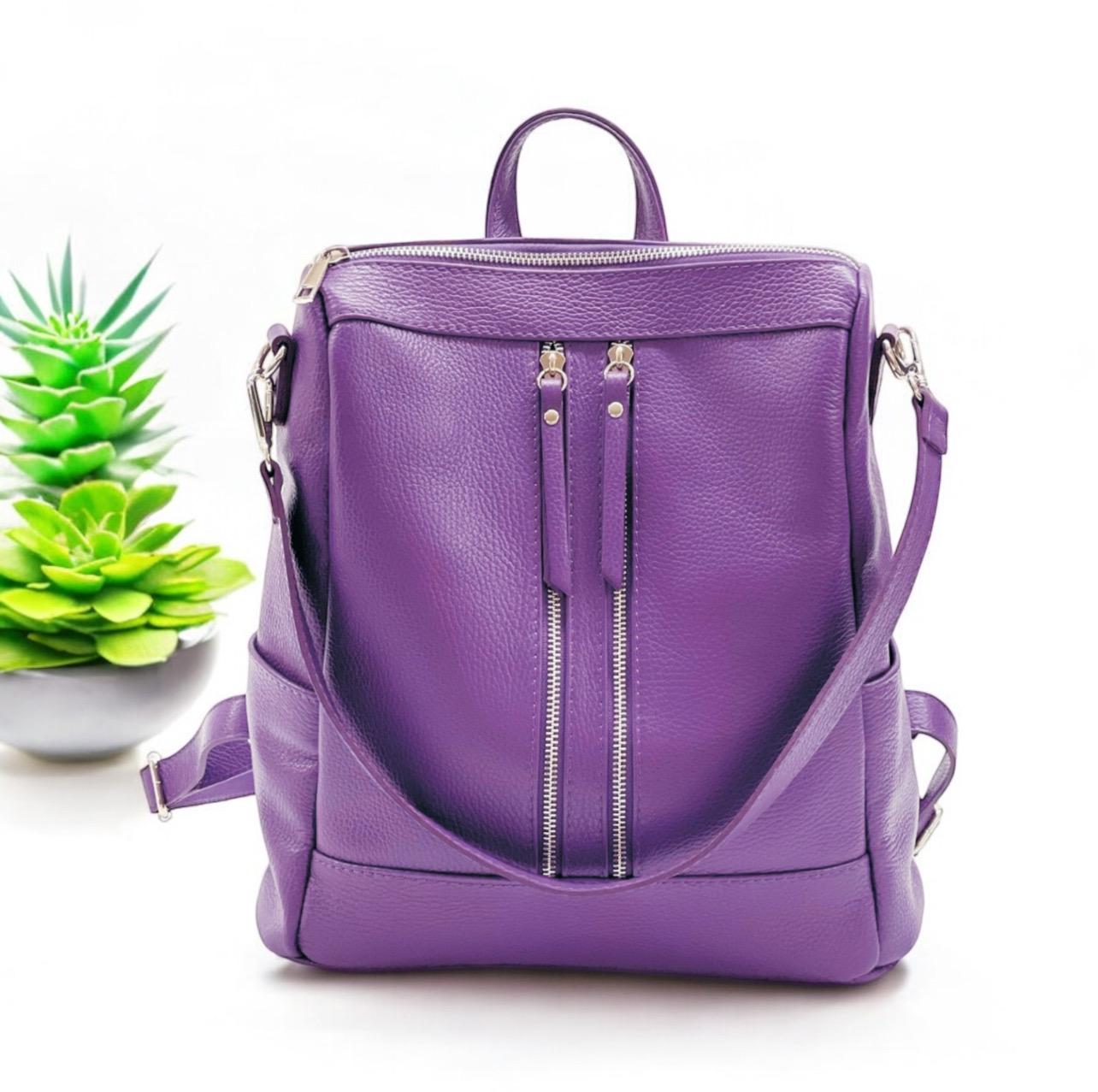 Convertible 2 in 1 Backpack for Women,stylish Fuchsia Genuine Leather ...