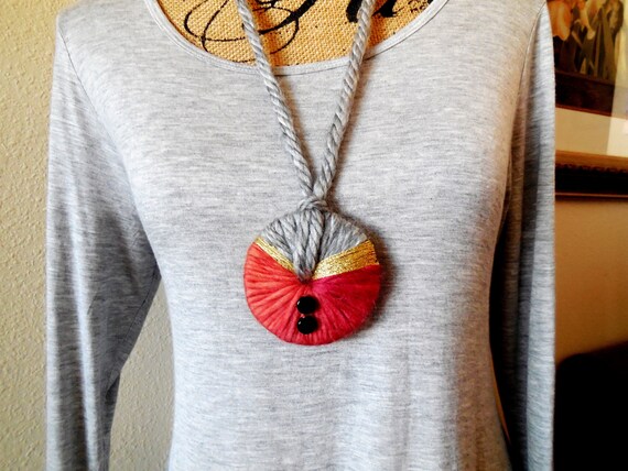 Modern Necklace...Hand Made Unique Necklace...Wool And Yarn | Etsy