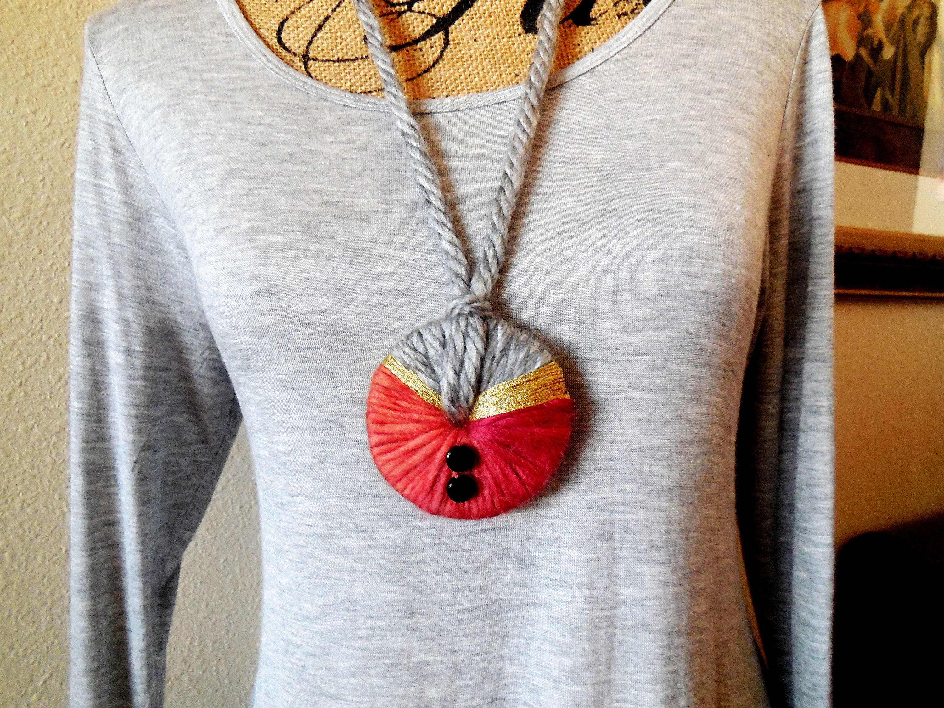 Modern Necklace...hand Made Unique Necklace...wool and Yarn Hand Made ...