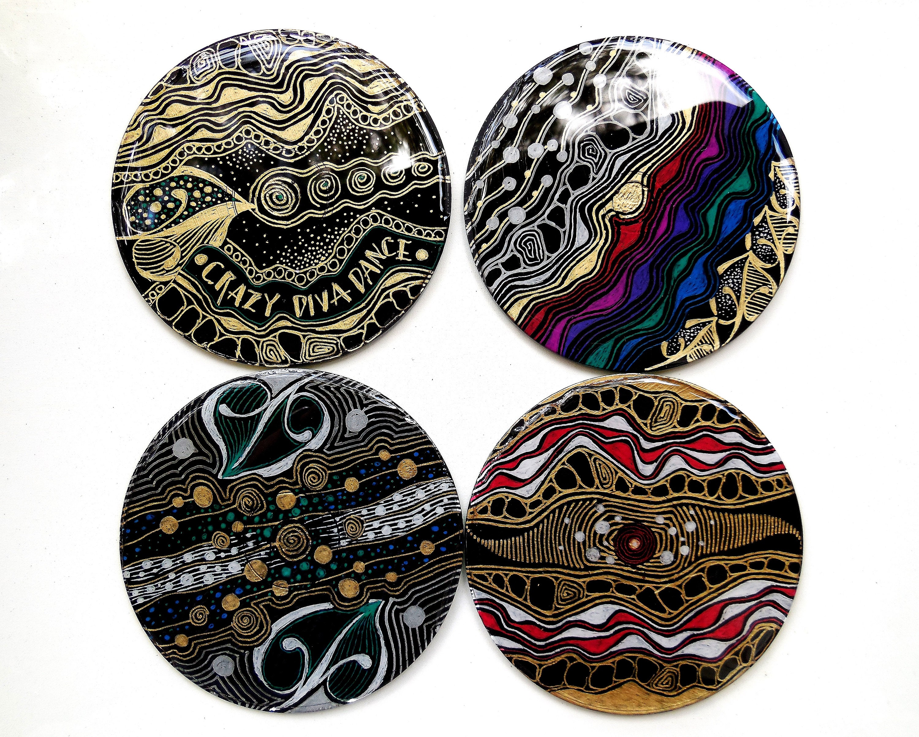 Set of Four CD Coasters Resin Art Home Decoration - Etsy