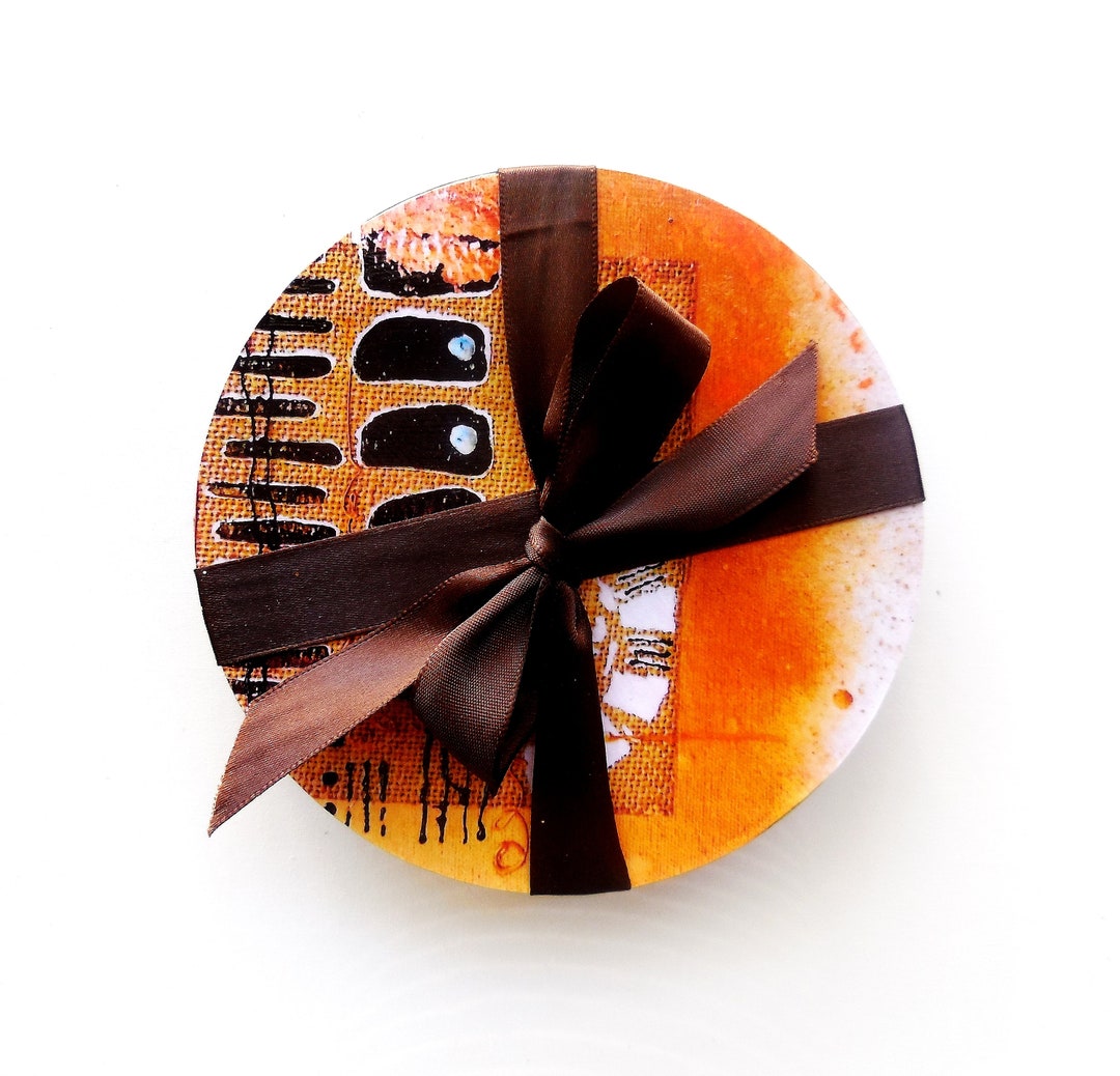 Set of 6 Coasters...handmade Re-purposed CD Disc Coasters..digital ...
