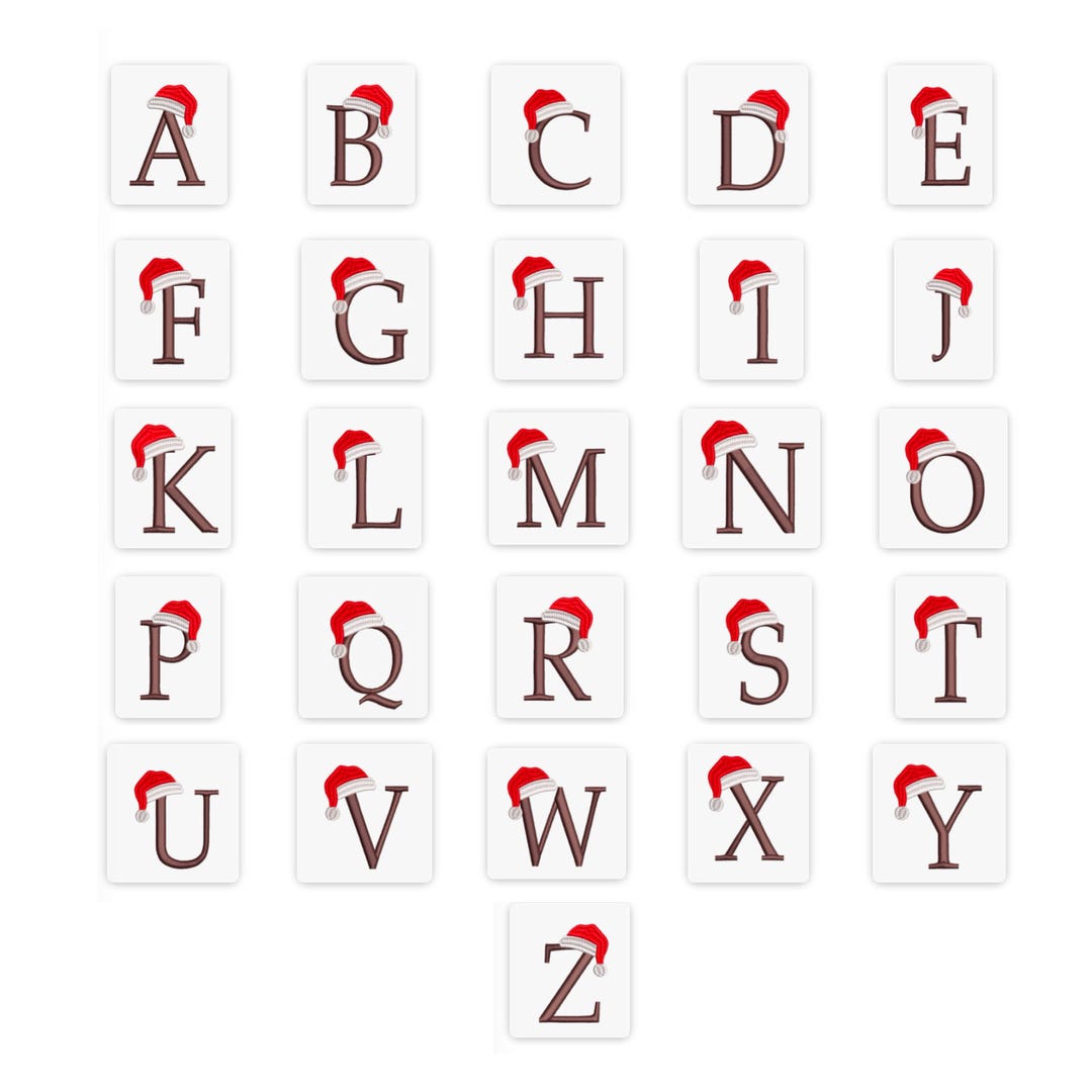 Santa Hat Alphabet Embroidery Design: All Letters (digital Download) - Etsy