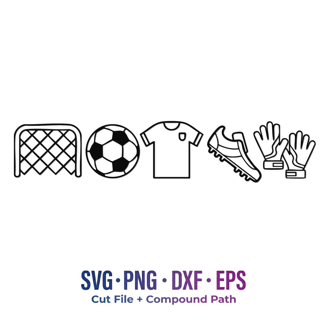 SVG PNG DXF Sport Design: Soccer Icons Cut File With Soccer Ball, Goal ...