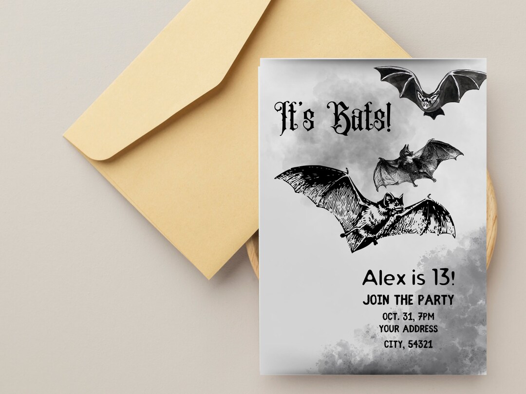 DIGITAL Bats Kid's Birthday Party Invitation, Children's Its Bats ...