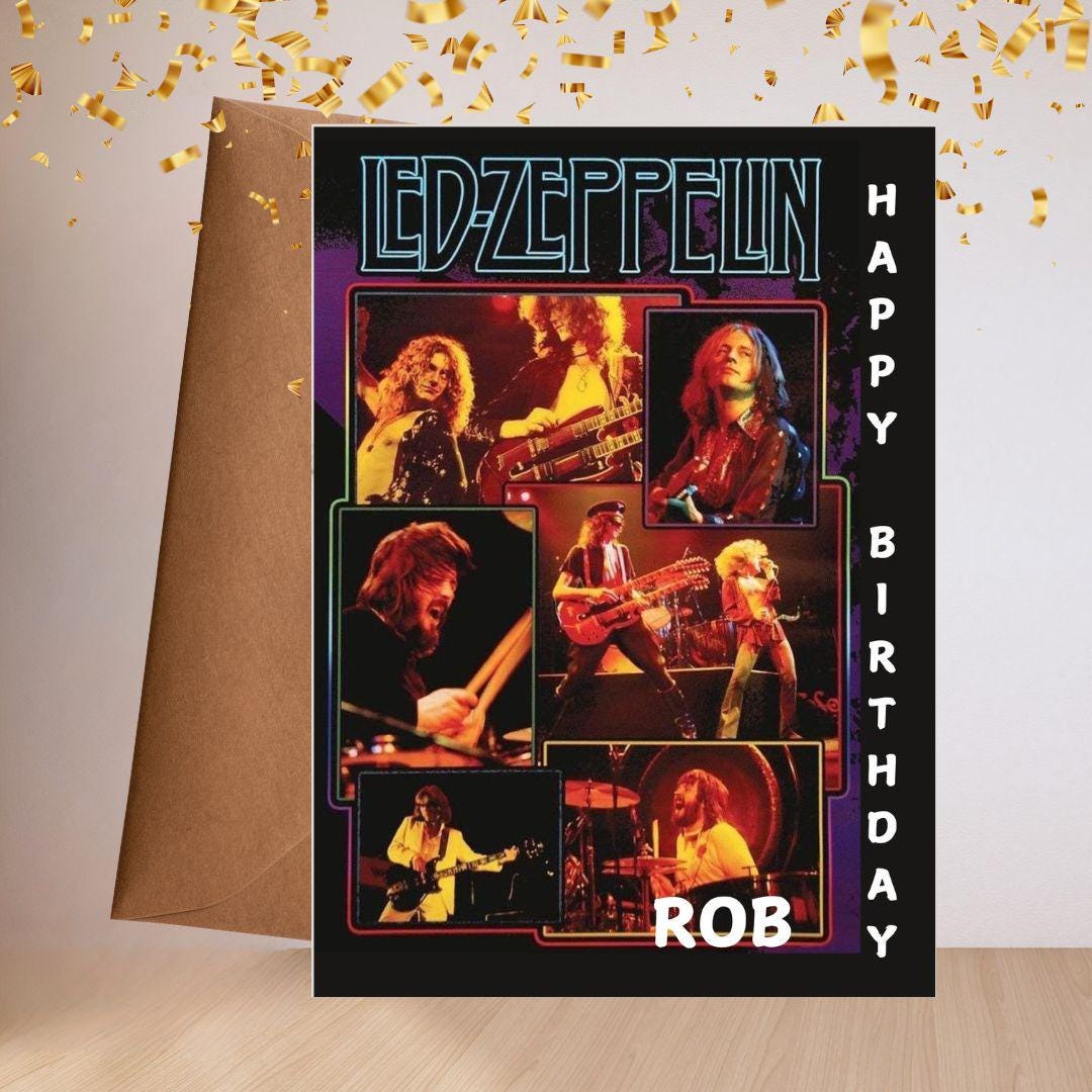 Happy Birthday Card Led Zeppelin Robert Plant Personalised 7"x5" Dad ...