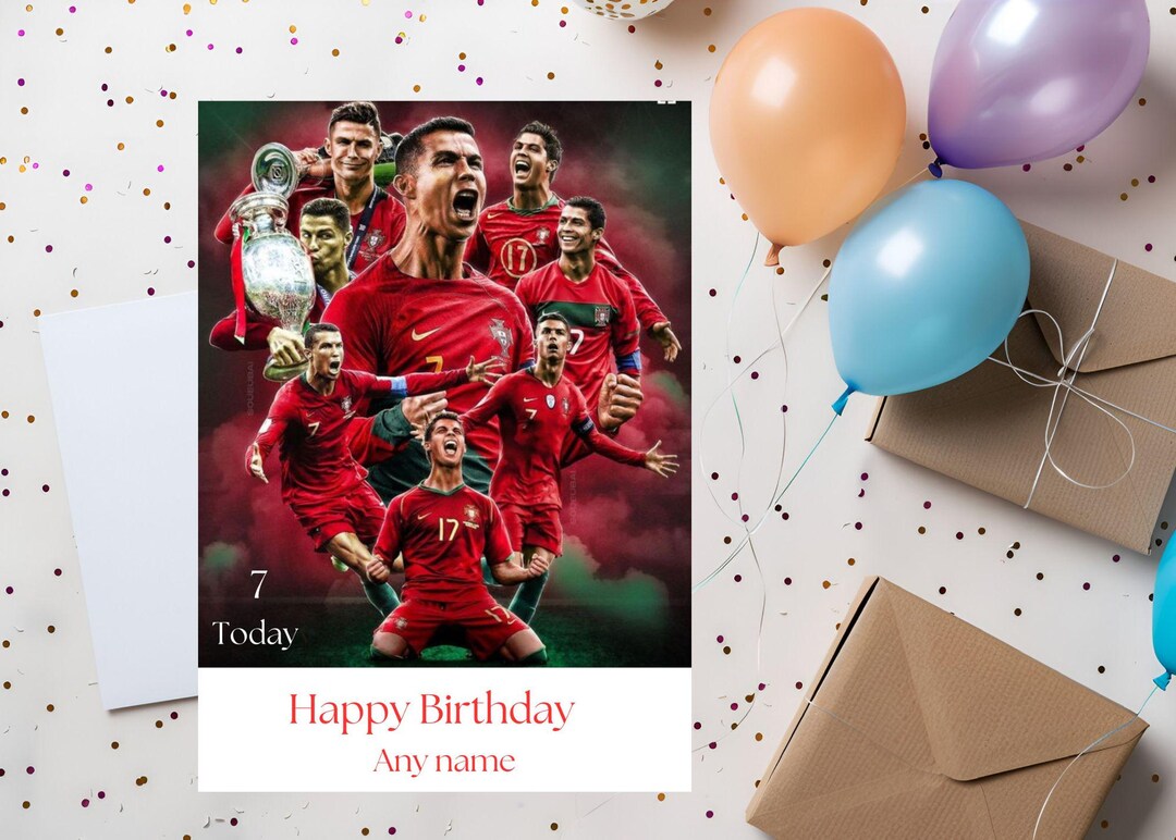 Happy Birthday Card Cristiano Ronaldo Football Personalised Mum ...