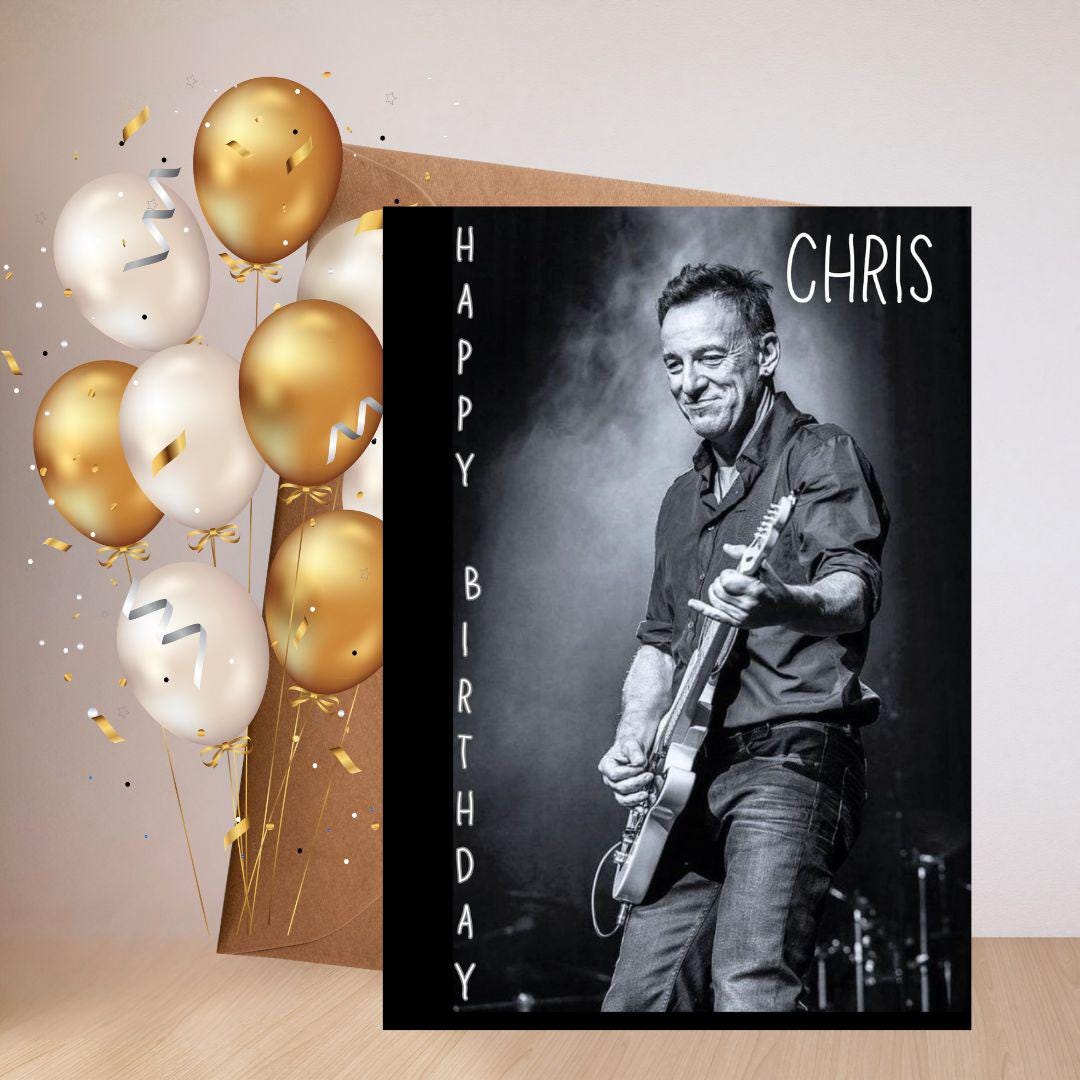 Happy Birthday Card Bruce Springsteen Personalised 7"x5" Mum, Friend ...