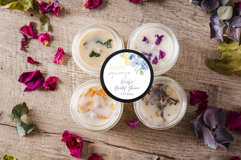 Citrus Soy Candle Favors: Bridal Shower, Summer Wedding, Custom Label ...