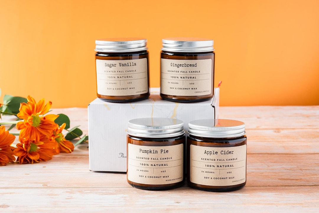 Fall Candle Sampler Pack 4 Soy Fall Scented Candles Handmade, Non-toxic ...