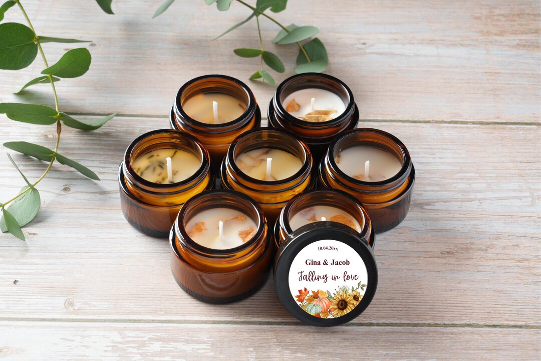 Fall Bridal Shower Favor - Set of 10 Candle Favors -"falling in Love ...