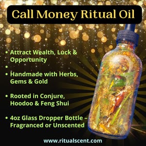 Money Oil Intention Ritual Prosperity Conjure Oil With Herbs, Gems ...