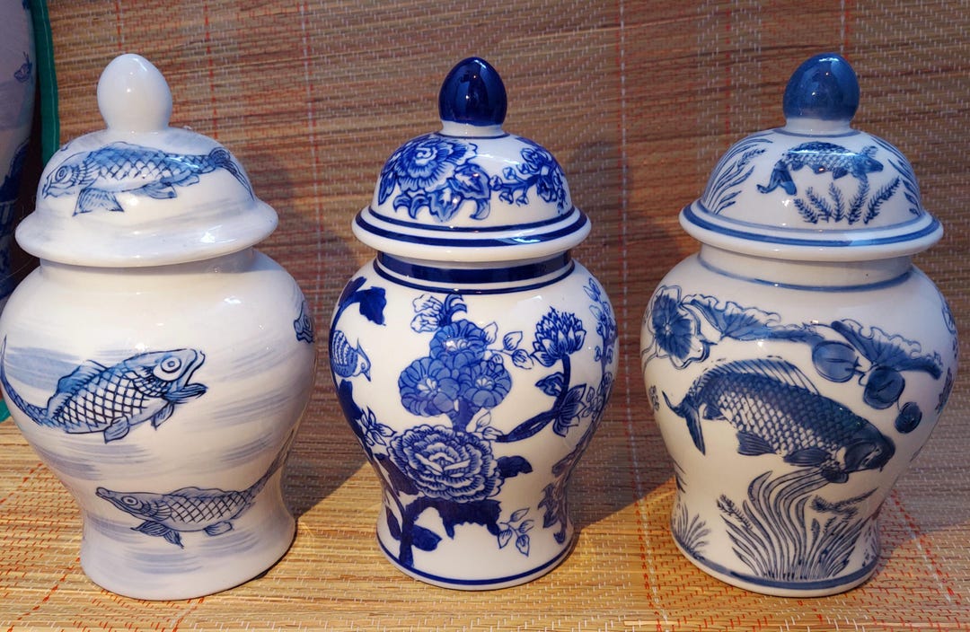 Orisha Sopera Blue White Pots 9" Vessel Bellis Ibeyis Otin Tinaja Urns ...