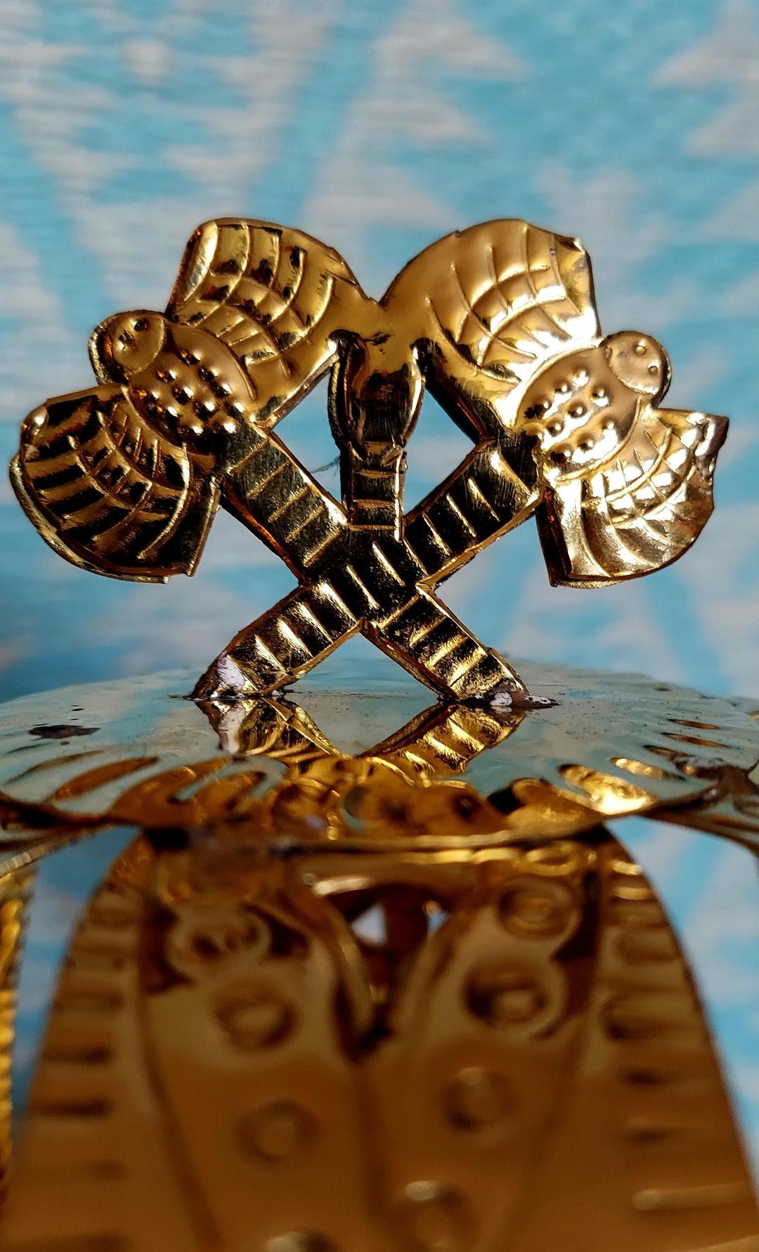 Shango Crown With Double Axes on Top. Chango Corona Brass Batea Pilon ...