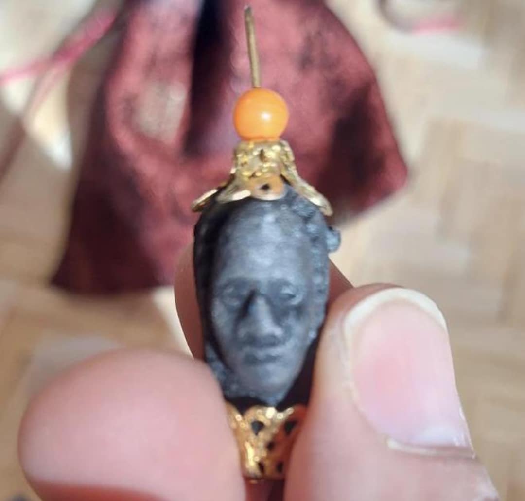 Two Faced Elegua Head Pendant With Red Bead Charm/pendant ~ Dije De ...