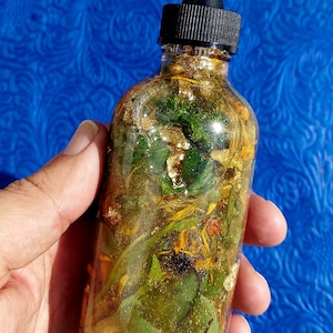 Money Oil Intention Ritual Prosperity Conjure Oil With Herbs, Gems ...