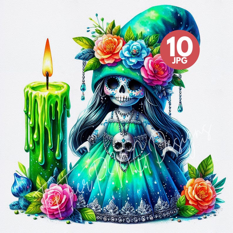 10 Gothic Gnome Clipart JPG, Dark Pastel Halloween, Watercolor Spooky ...