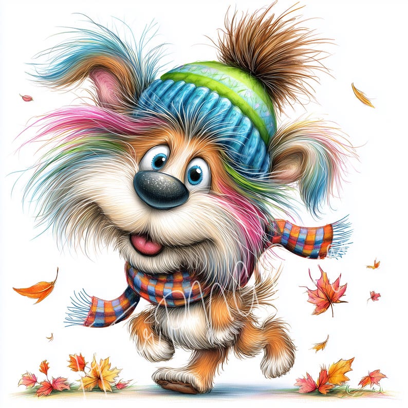 10 Autumn Dog Clipart, Watercolor JPG, Fall Pup Illustration, Cozy Pet ...