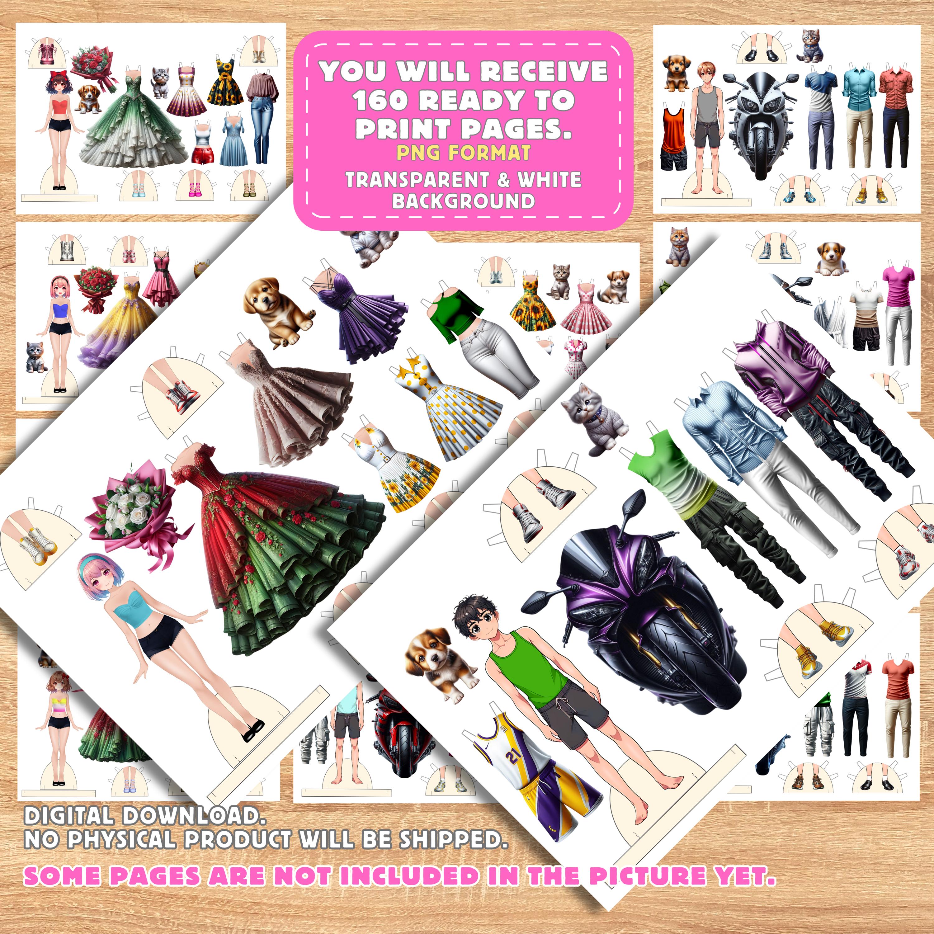 1,200+ PNG Paper Dolls Bundle, Printable Doll Set, DIY Craft Kit ...