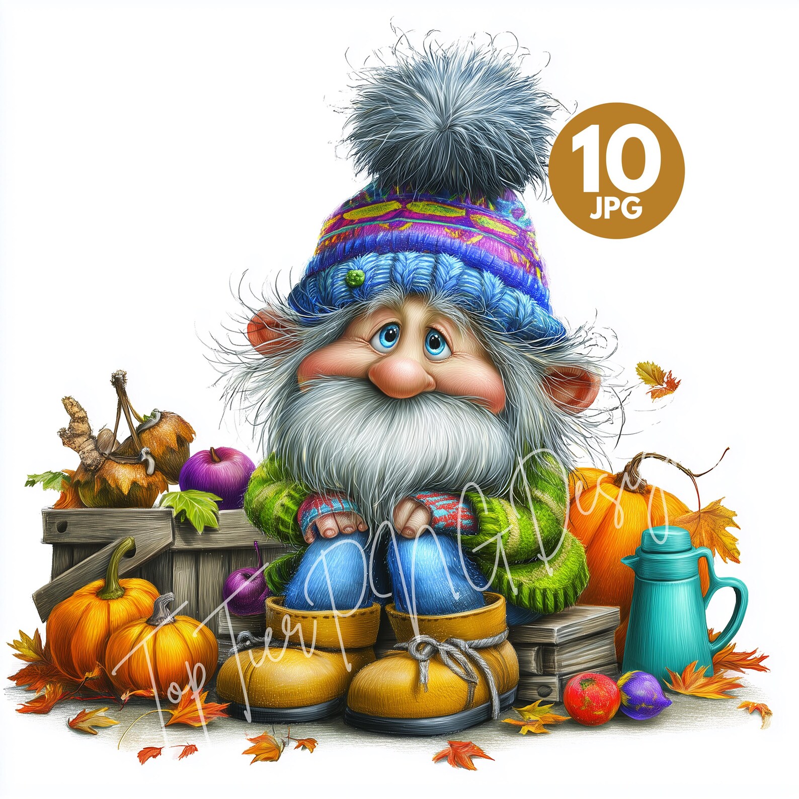 Autumn Gnome Clipart Bundle: Watercolor Fall Graphics (300 DPI Jpgs ...