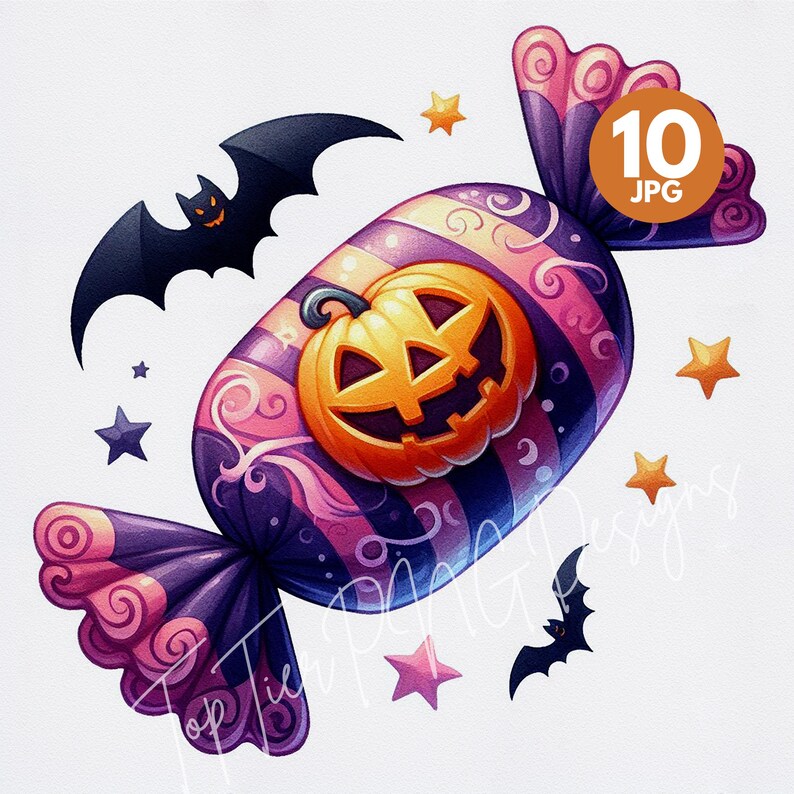 Halloween Candy Clipart, Jack-o-lantern PNG, Spooky Sweets Digital Art ...