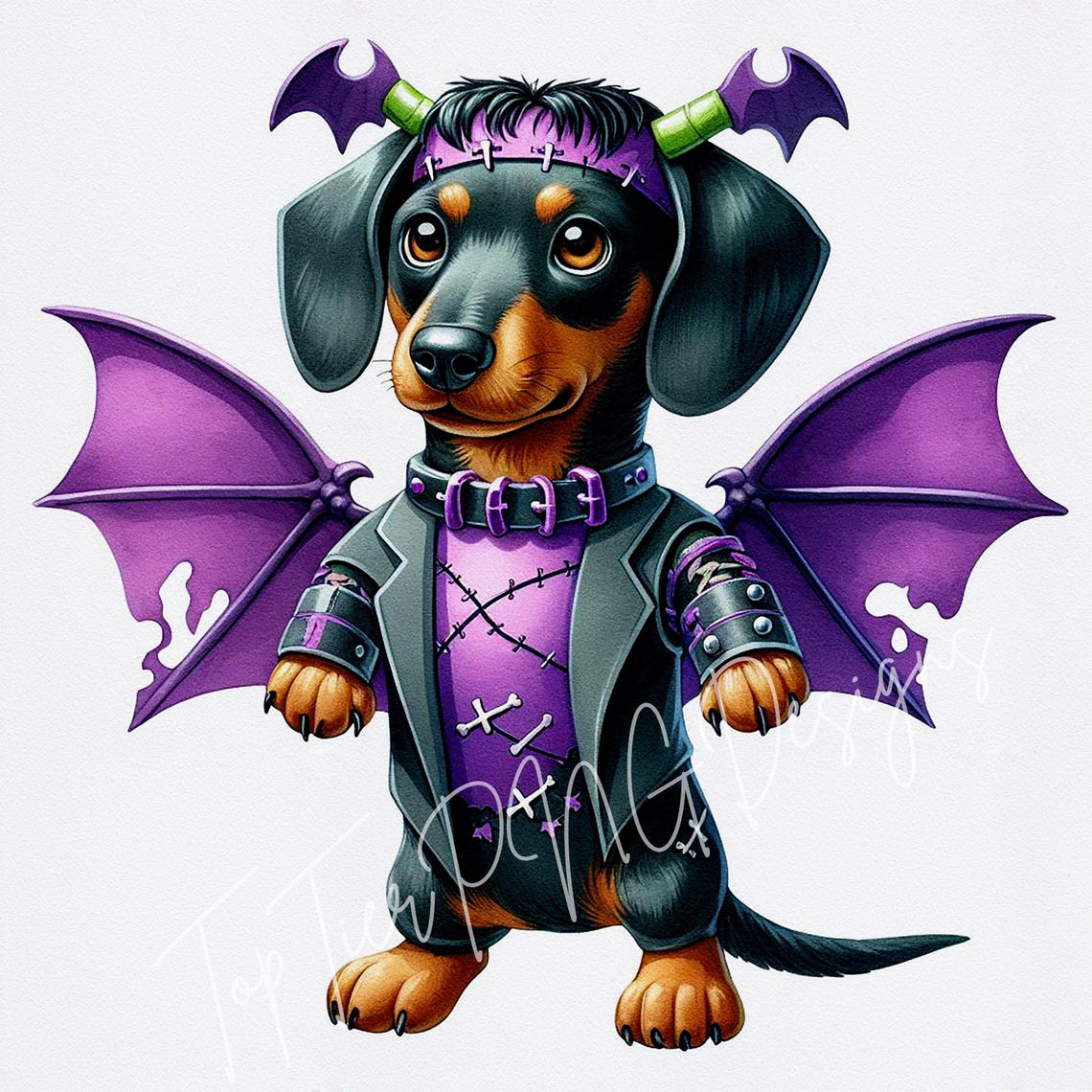 Pastel Frankenstein Dachshund Clipart: Halloween Watercolor Dog ...
