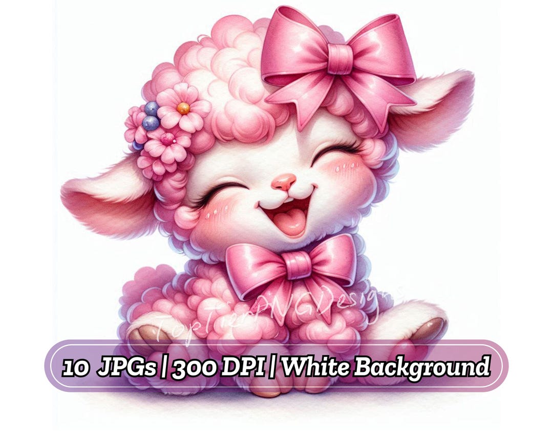 Cute Farm Animals, Watercolor Pink Farm Clipart, Nursery Decor, Cute ...