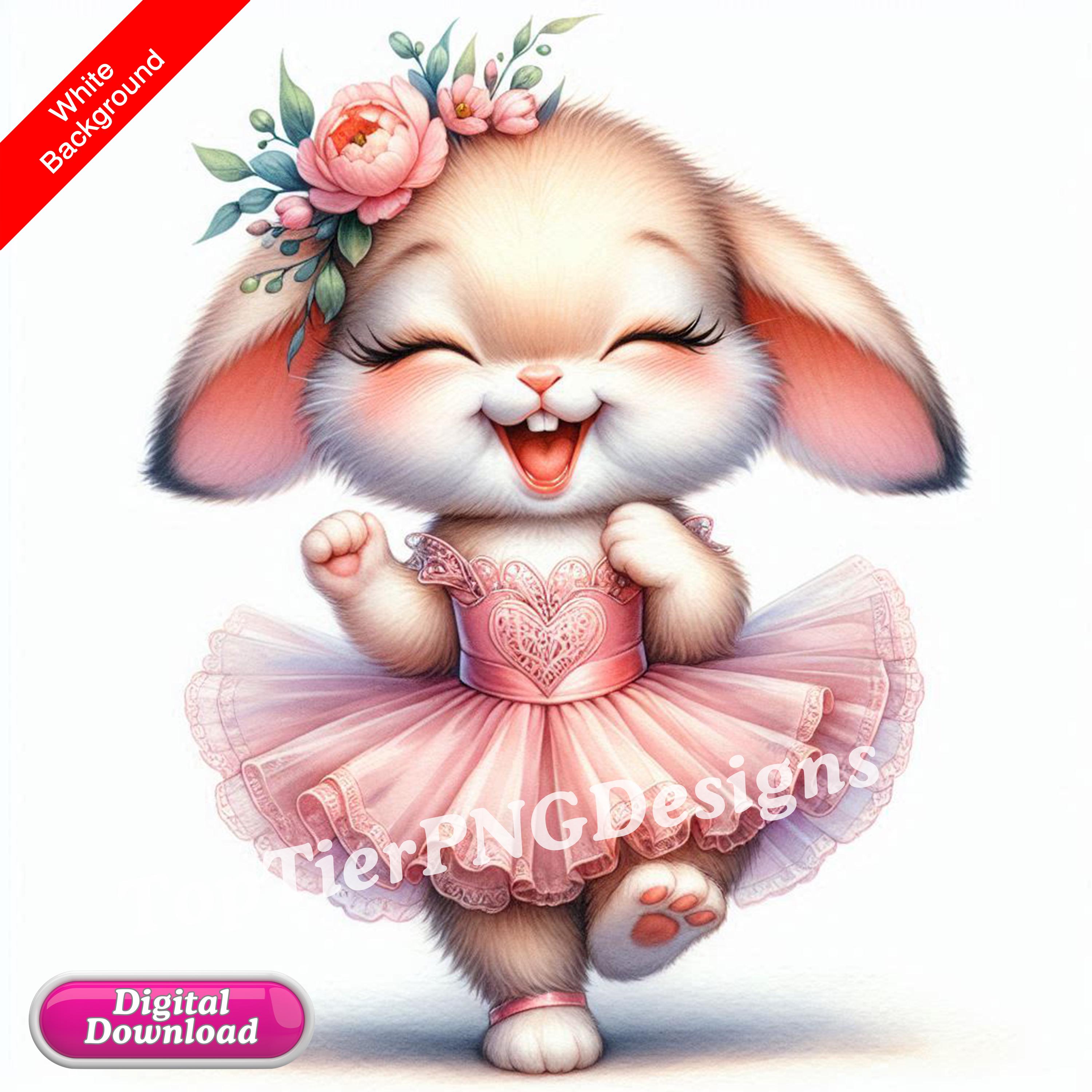 Watercolor Ballerina Bunny Clipart, Ballet Bunnies in Tutu Dress, Cute ...